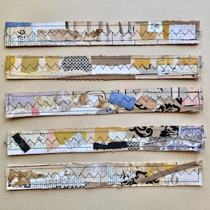 Stitched Paper Snippet Roll Strips, Handmade Neutral Book Page ...
