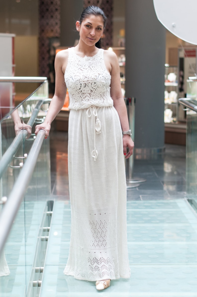 Crochet White Dress, KNITTED Dress,white Viscose Dress Maxi Dress ...