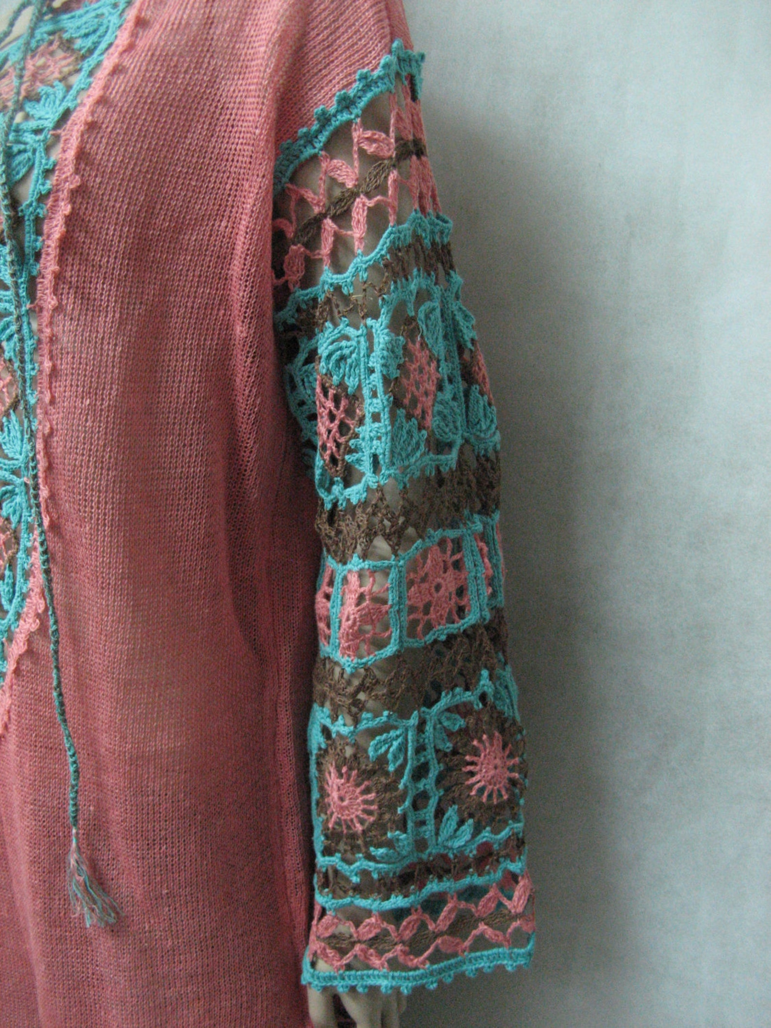 Crocheted Ethnic Tunic, KNITTED Coral Tunic, CROCHETED Women Tunic ...