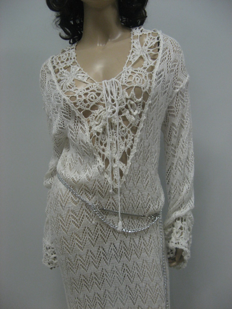 Crochet White Dress, Maxi White Dress, Maxi Lacy Dress, Handmade White ...