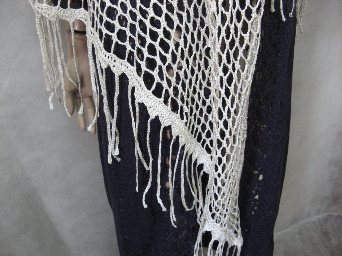 Crochet Ivory Shawl Net Boho Crochet Shawl White Lacy Scarf - Etsy