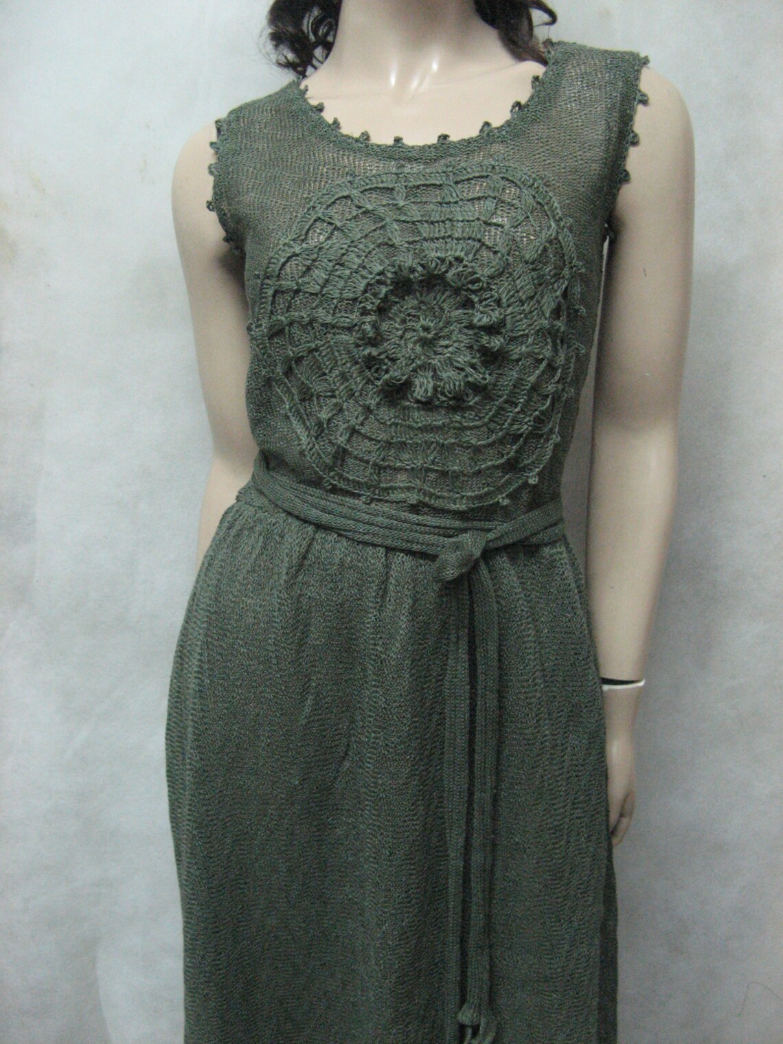 Bohemian Emerald Green Crochet Dress ,CROCHETED Linen Tunic, Green ...