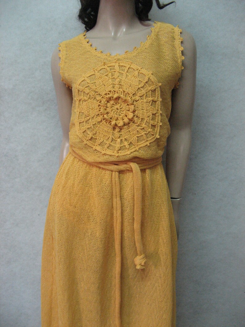 Bohemian Yellow Crochet Dress CROCHETED Linen Tunic KNITTED - Etsy