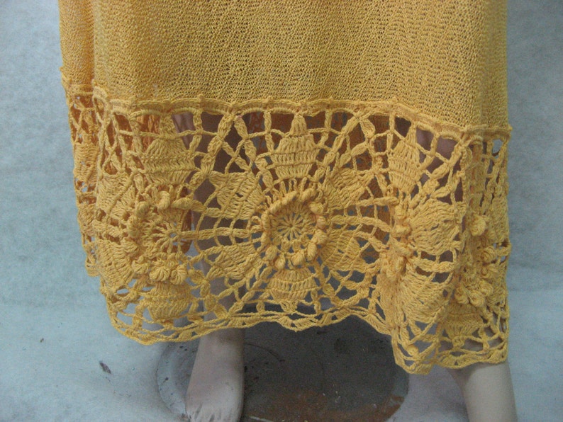 Bohemian Yellow Crochet Dress CROCHETED Linen Tunic KNITTED - Etsy