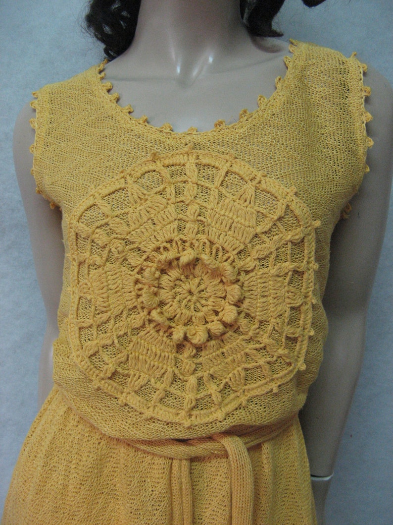 Bohemian Yellow Crochet Dress CROCHETED Linen Tunic KNITTED - Etsy