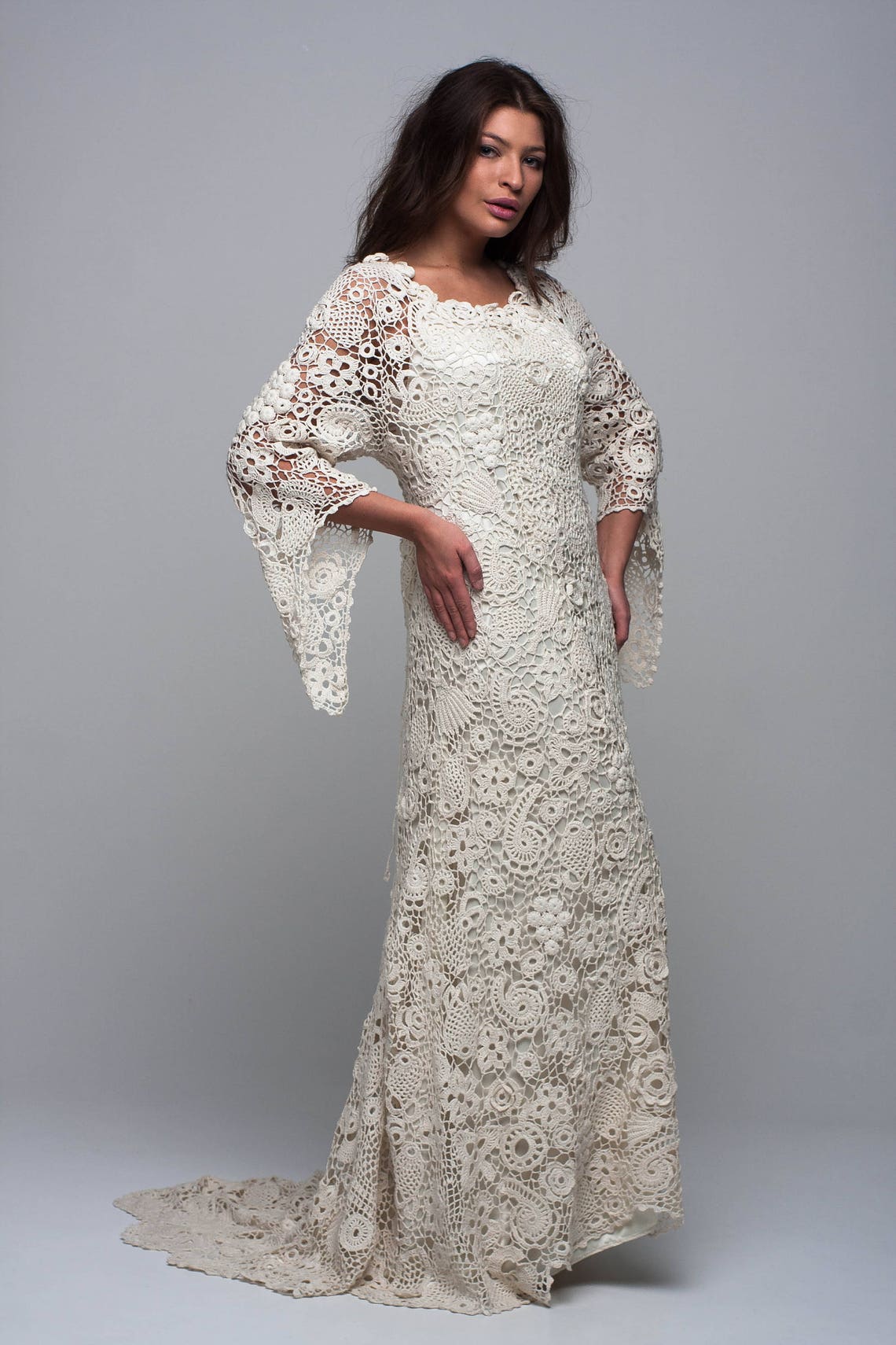 Wedding Ivory Dress Handmade White Dress Wedding Irish Lace Dress White ...