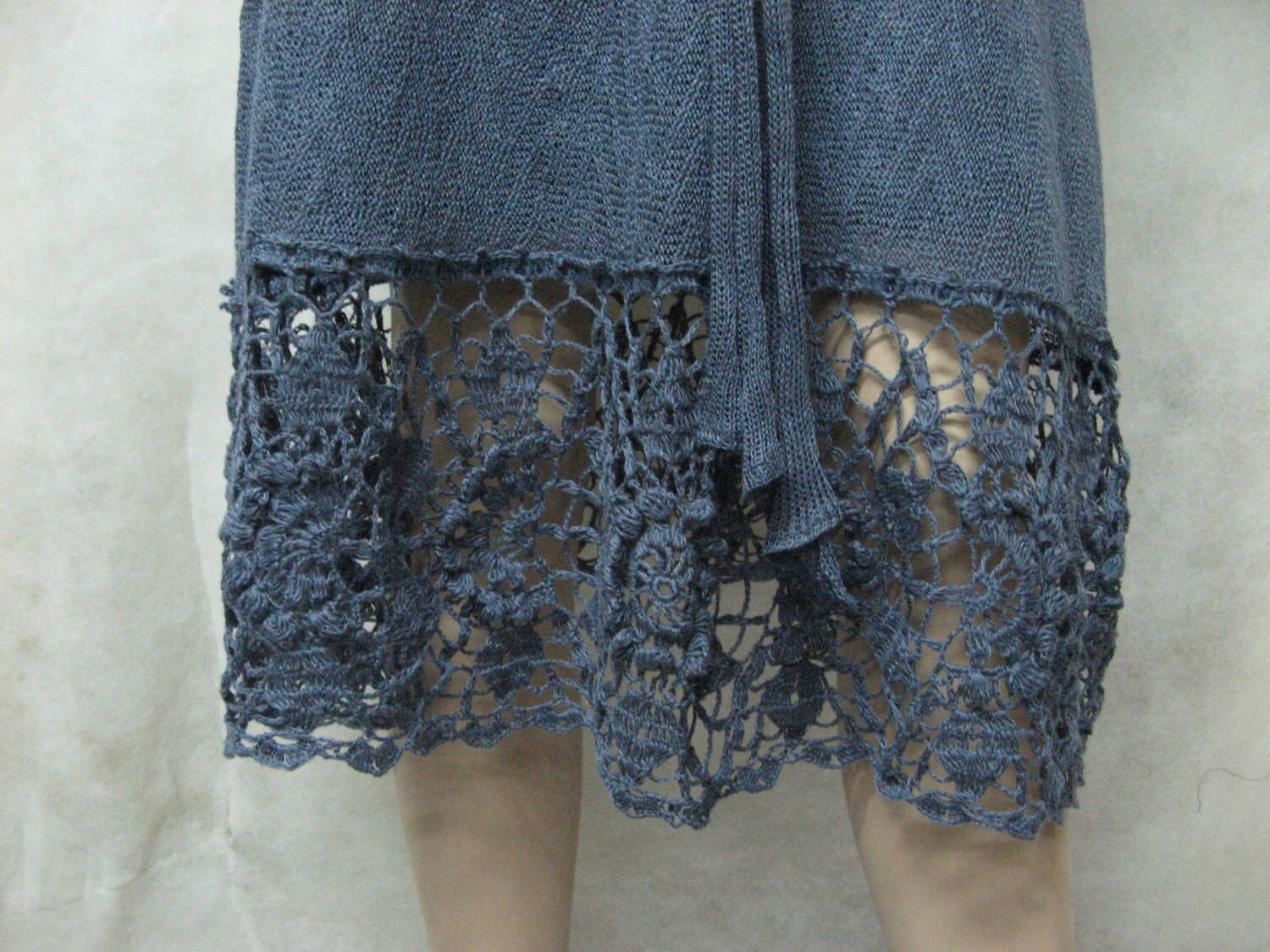 Bohemian Blue Crochet Dress ,CROCHETED Linen Tunic, Blue KNITTED ...