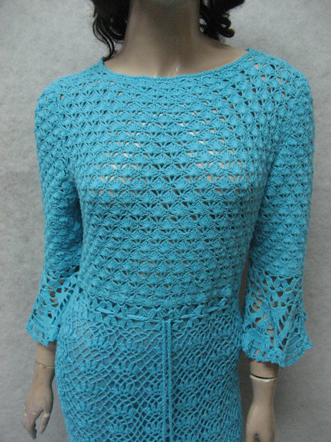 Crochet Maxi Dress Handmade Maxi Dress Crochet Turquoise Lacy Etsy