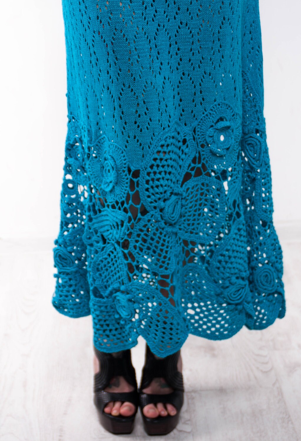 Maxi Blue Dress Crochet Turquoise Dress Maxi Sundress Blue Lacy ...