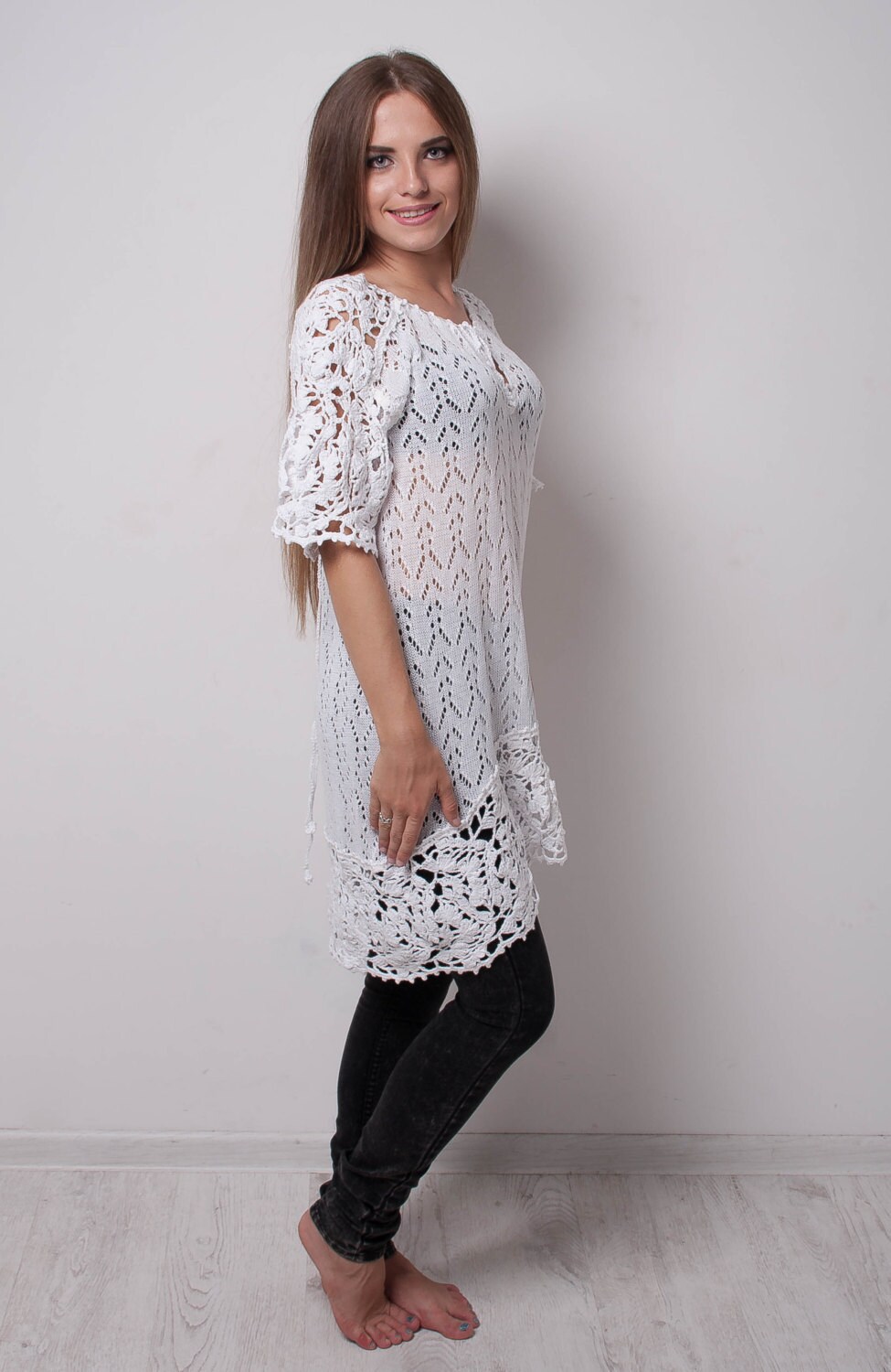 Crochet Tunic Crochet Ethnic Tunic KNITTED Whitetunic - Etsy