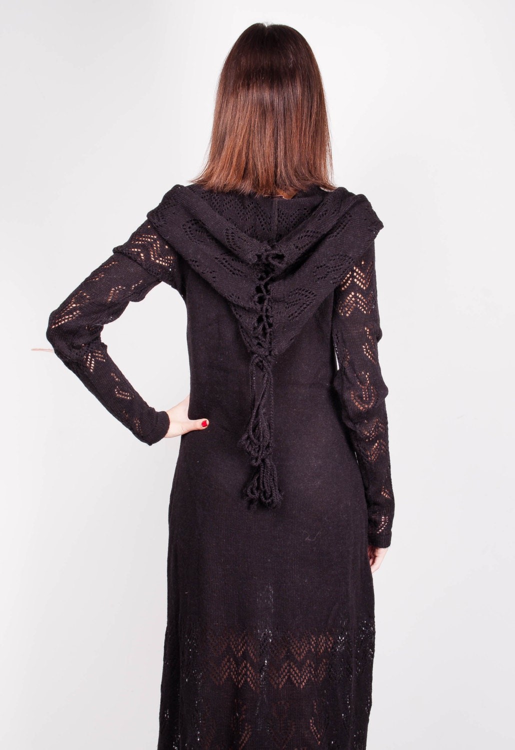 Crochet Black Dress KNITTED Black Maxi Dress CROCHETED Women Dress ...