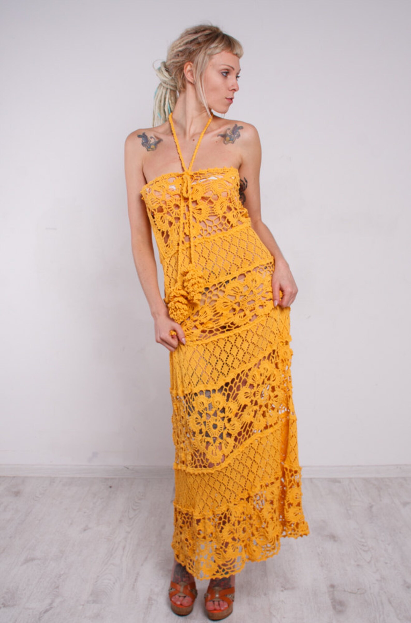 Crochet dress Crochet maxi sundress Crochet yellow lacy | Etsy