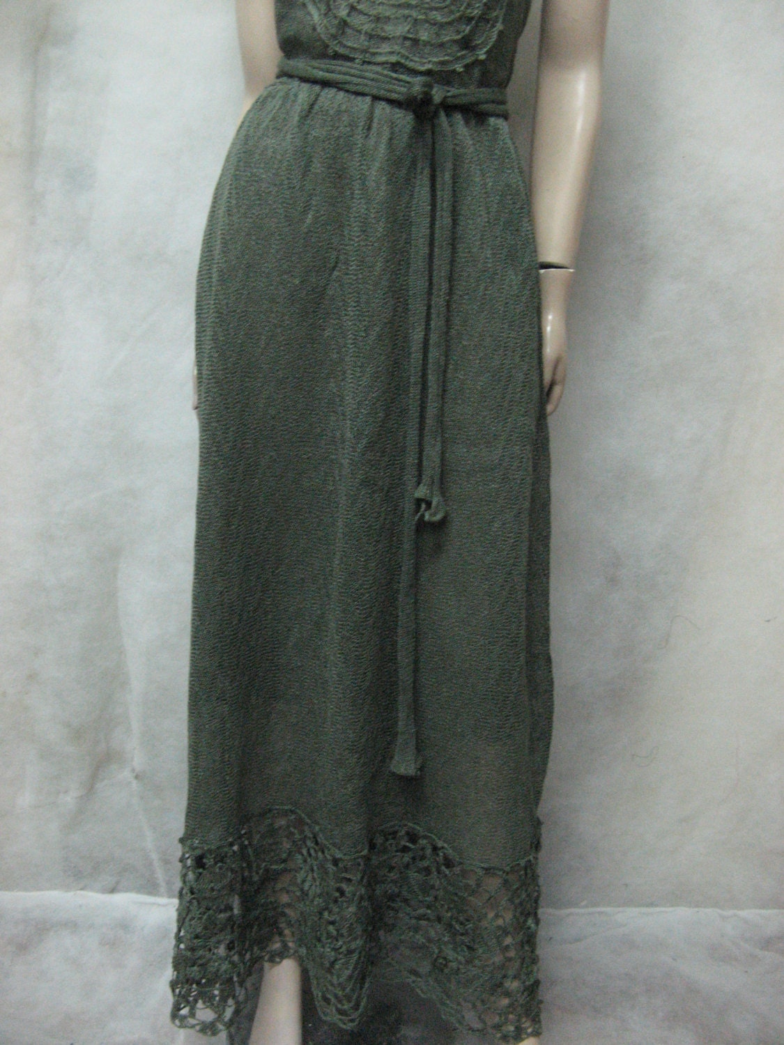 Bohemian Emerald Green Crochet Dress ,CROCHETED Linen Tunic, Green ...