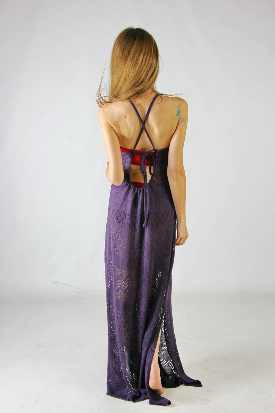 Crochet Dress Crochet Maxi Dress Maxi Dress Crochet Purple Lacy ...