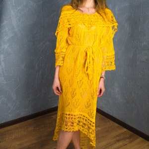 Crochet Yellow Dress, KNITTED Lacy Tunic, CROCHETED Dress, Crochet ...