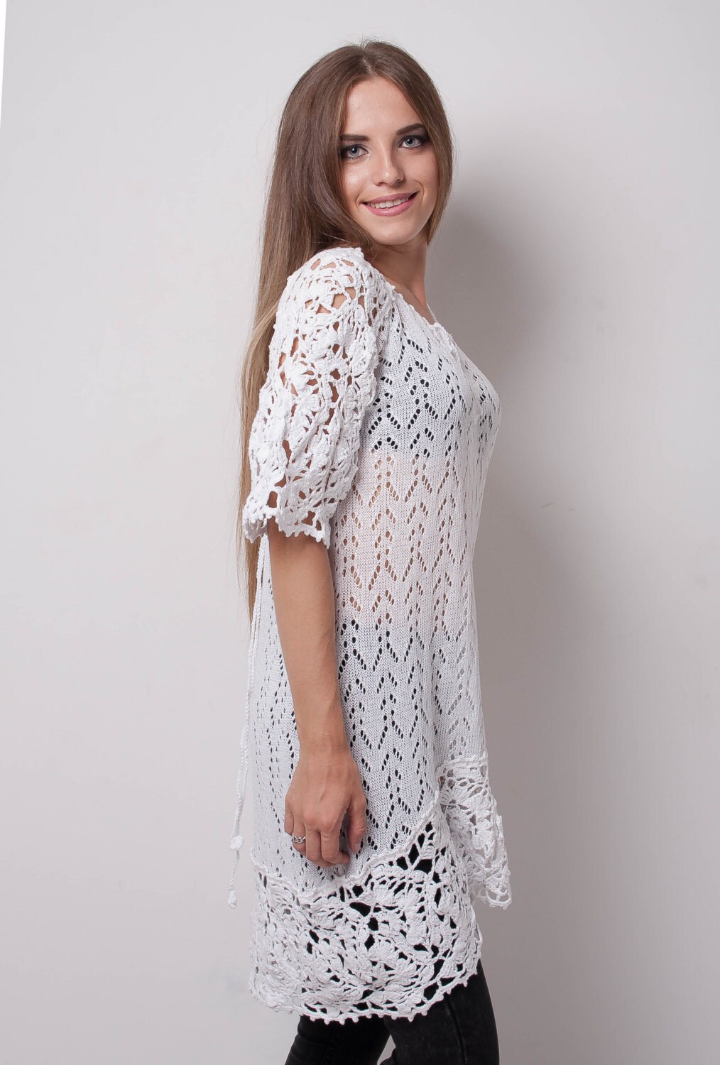 Crochet Tunic Crochet Ethnic Tunic KNITTED Whitetunic - Etsy