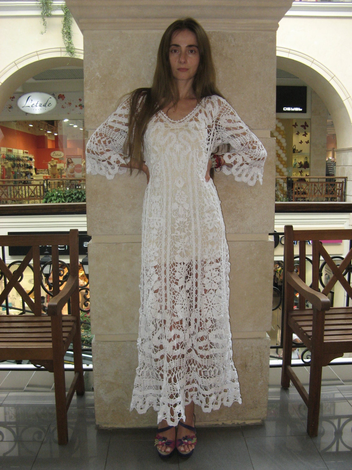 Crochet Maxi Dress Handmade White Dress Wedding Dress Crochet White ...