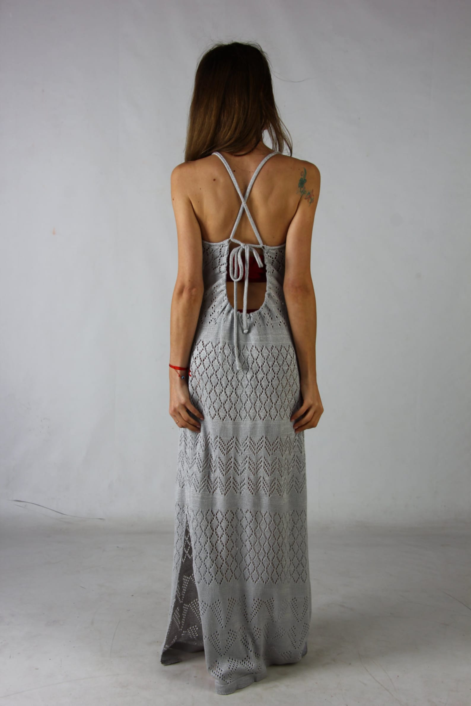 Crochet Dress Crochet Maxi Dress Maxi Dress Crochet Grey Lacy Sundress ...