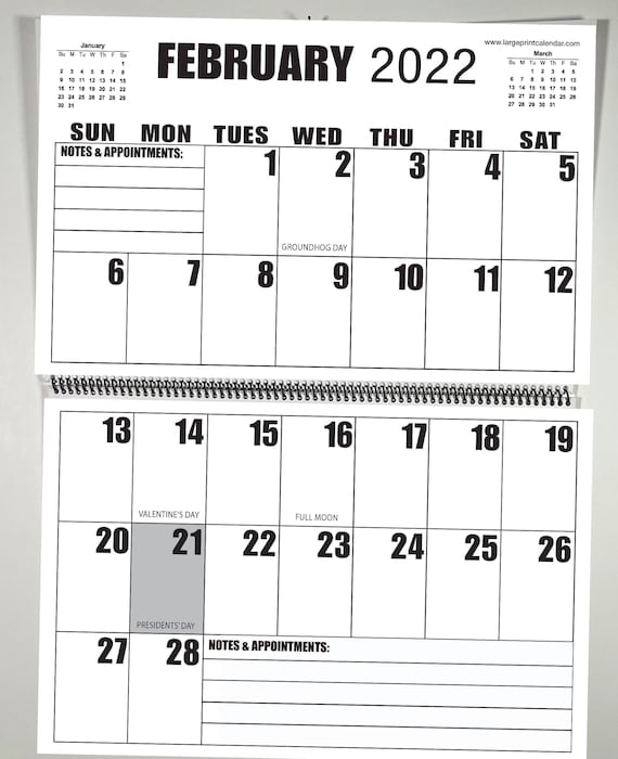 2022 Calendar Large Print