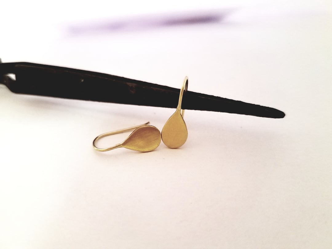 14K Solid Gold Drop Earrings, Minimalist Dangle Jewelry - Etsy