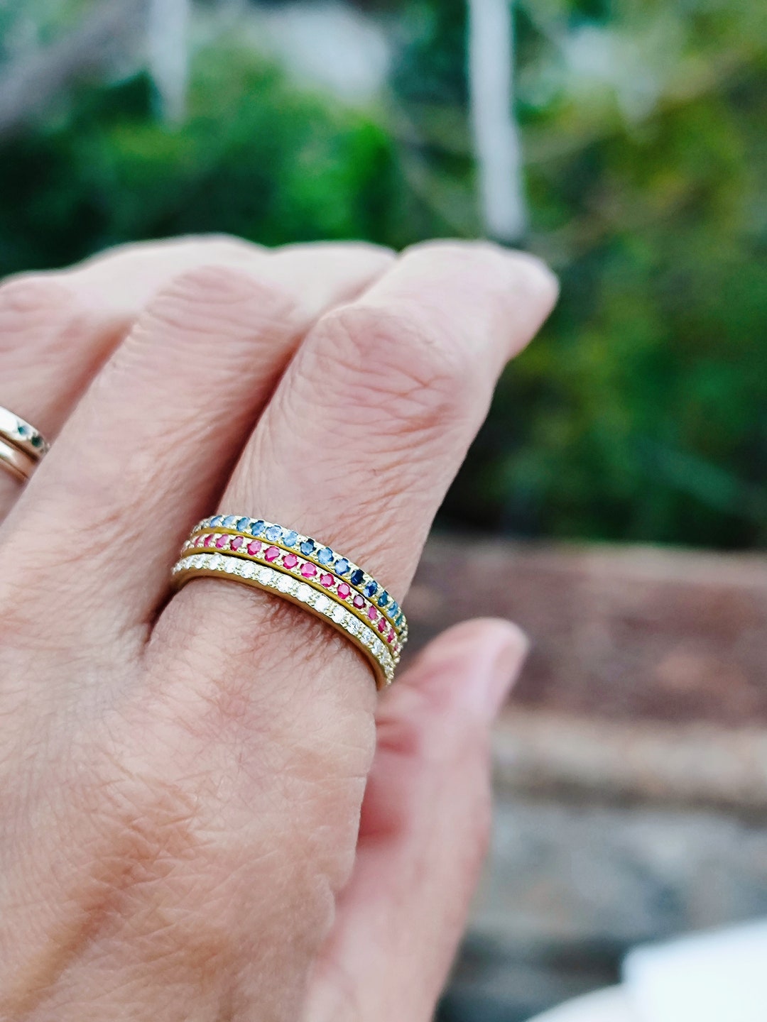 USA Flag Ring. American Flag Ring. Blue Red White Ring. 14K Yellow Gold ...