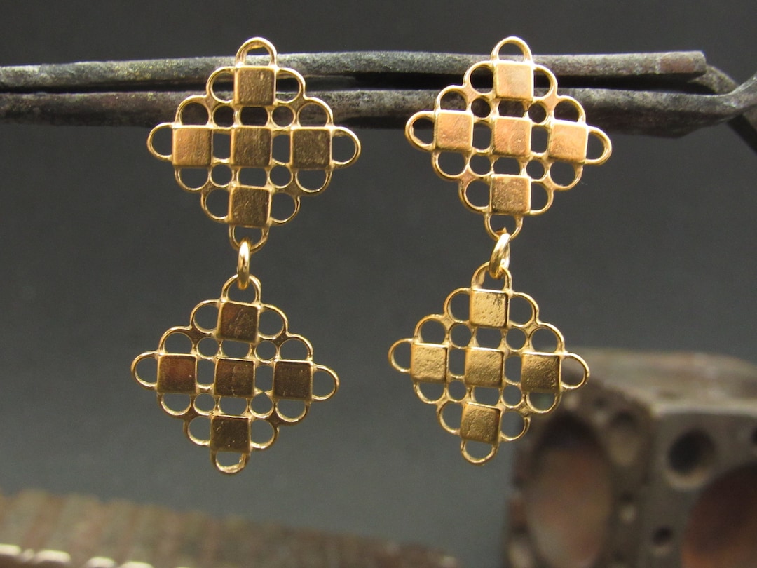 Solid 14K Gold Drop Dangle Earrings – Handmade Modern Elegance Jewelry ...