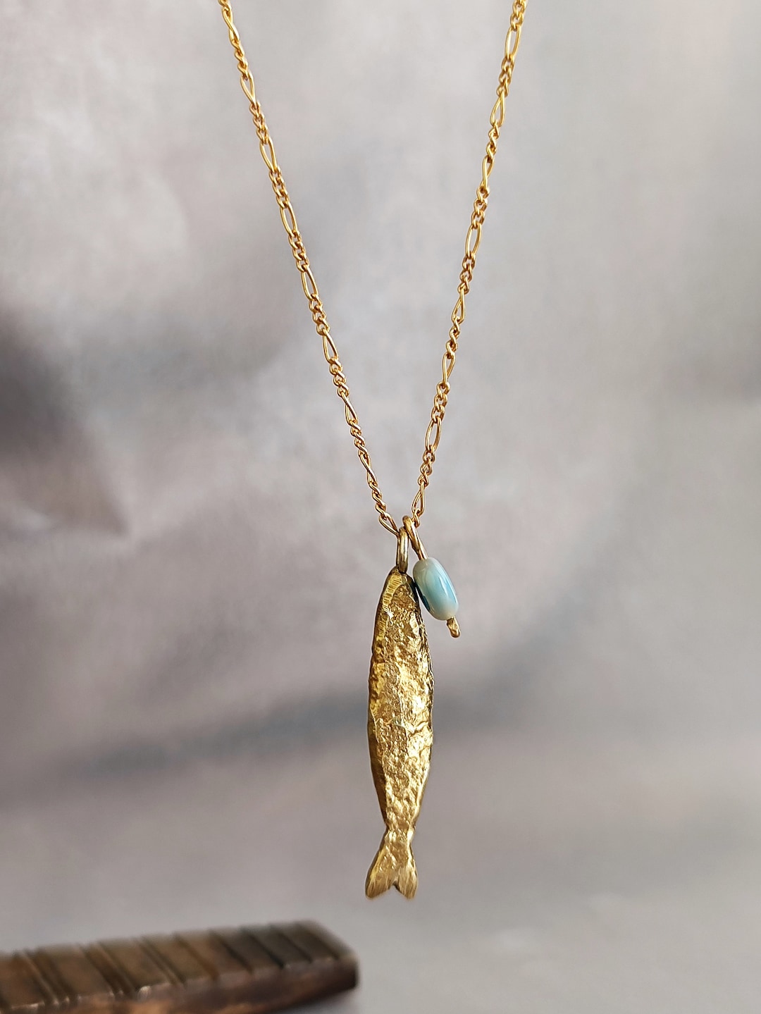 Gold Necklace. Gold Fish. 14 Karat Yellow Gold Fish Necklace With the ...