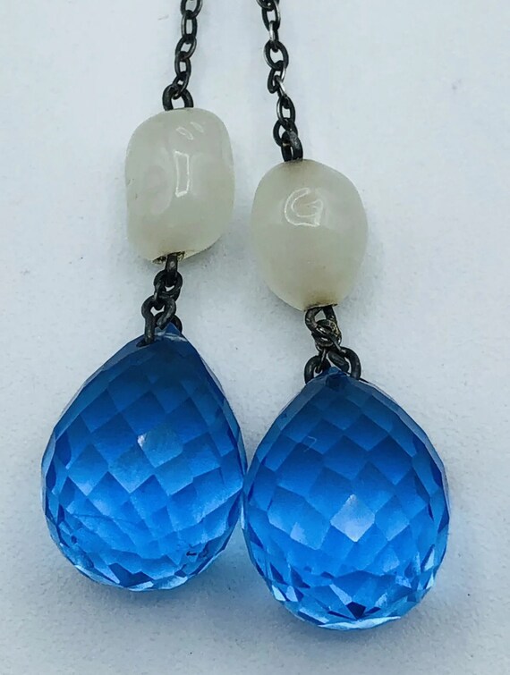 Edwardian Double Blue Briolette Negligee Sterling Nec… - Gem