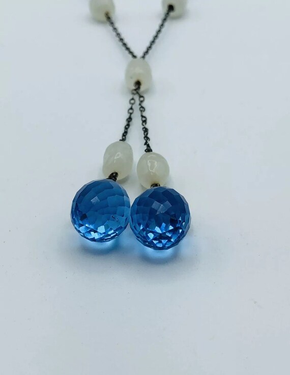 Edwardian Double Blue Briolette Negligee Sterling Nec… - Gem