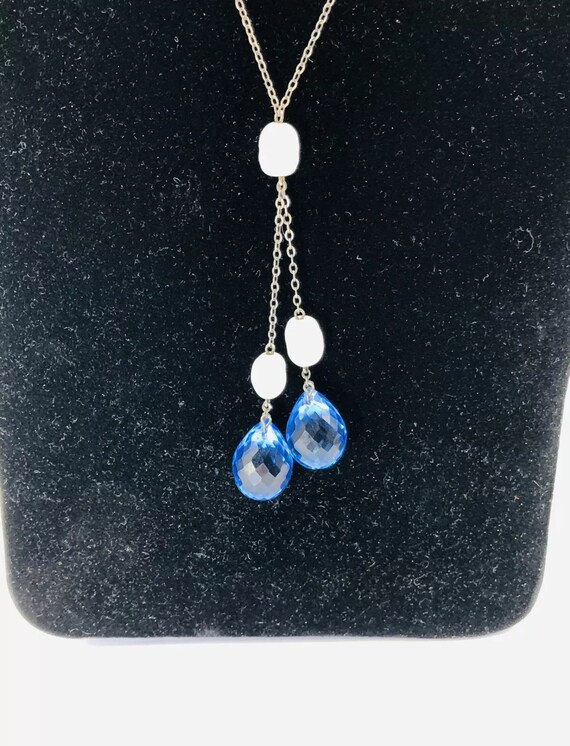 Edwardian Double Blue Briolette Negligee Sterling Nec… - Gem