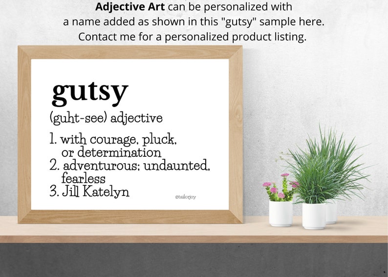 Gutsy Adjective Art Printable - Etsy