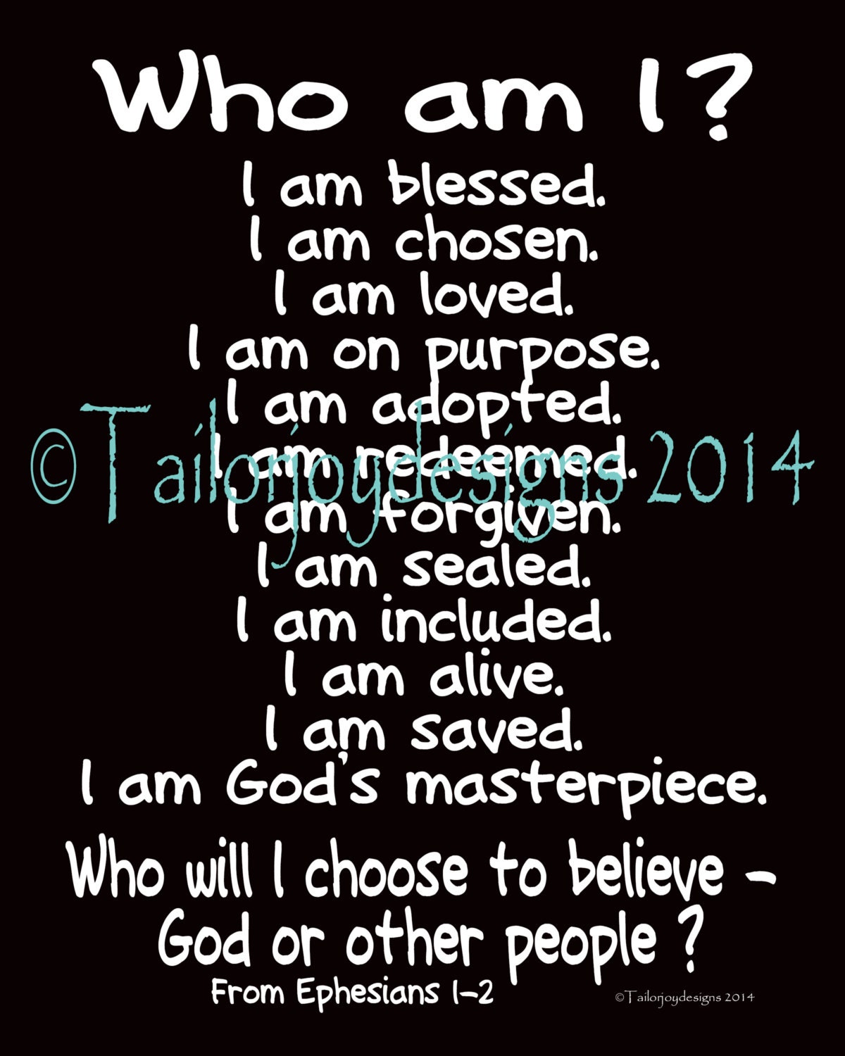 Who am I version 2 printable art | Etsy
