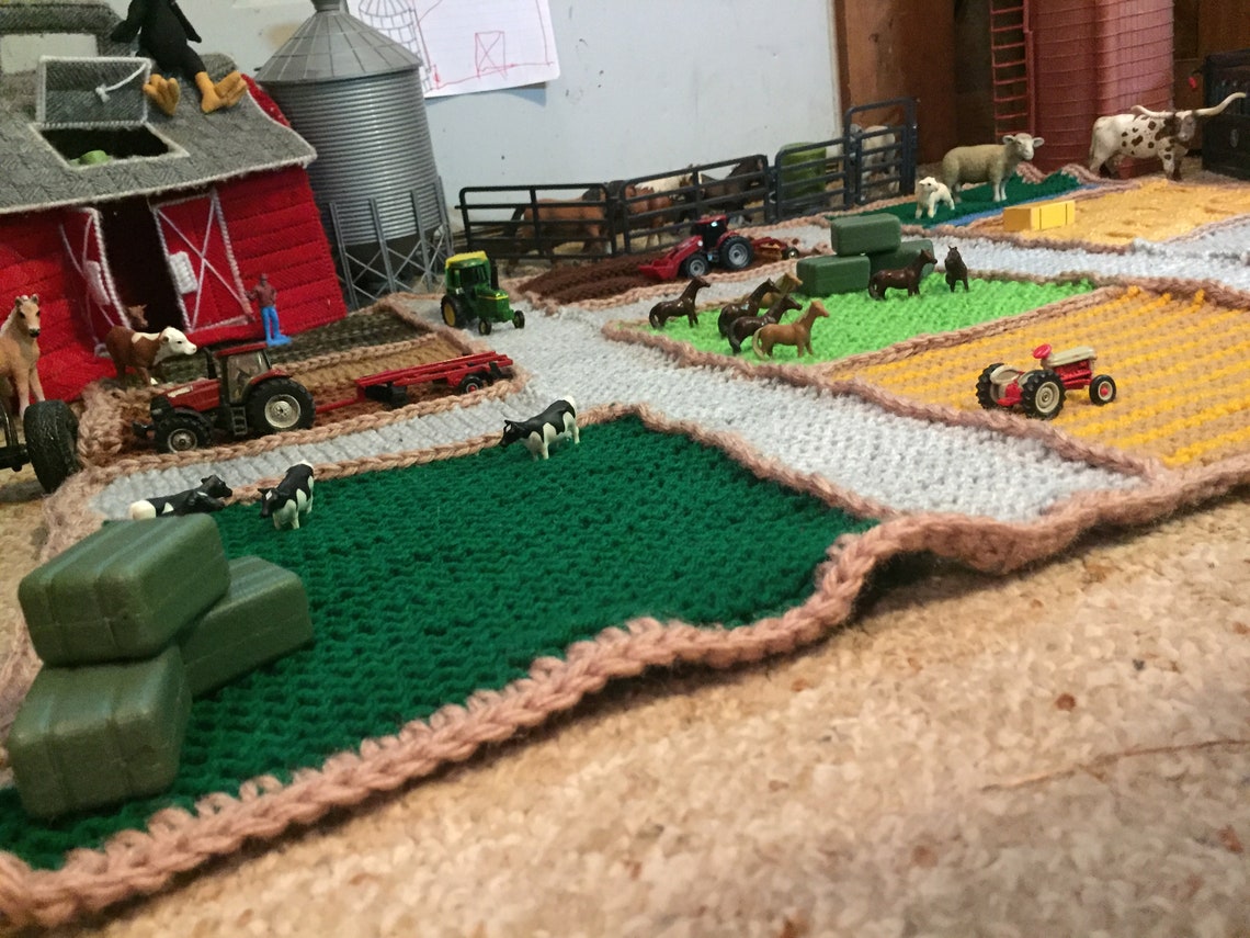 Farm Play Mat Blanket, Knitted - Etsy