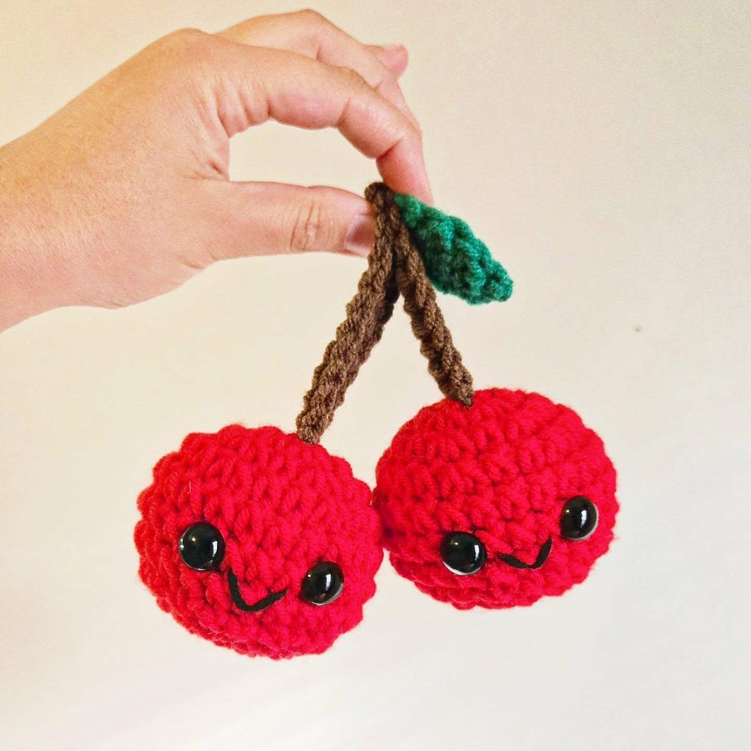 Cherries Plush | Stuffed Decoration Plushie Toy | 5 Inches | Handmade ...