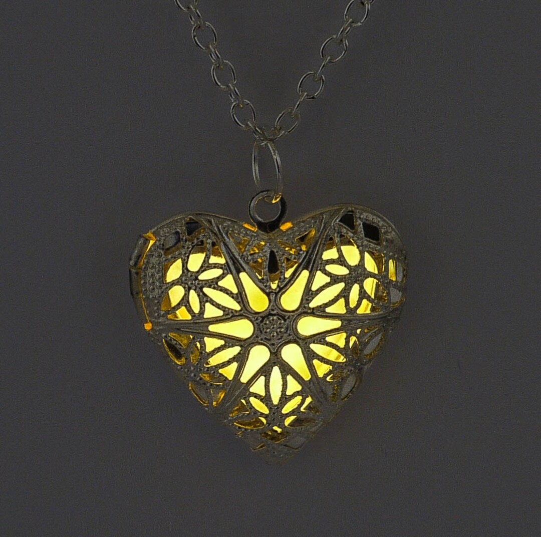 Flaming Yellow Heart of the Sun - Orange Glowing Necklace - Glow in the ...
