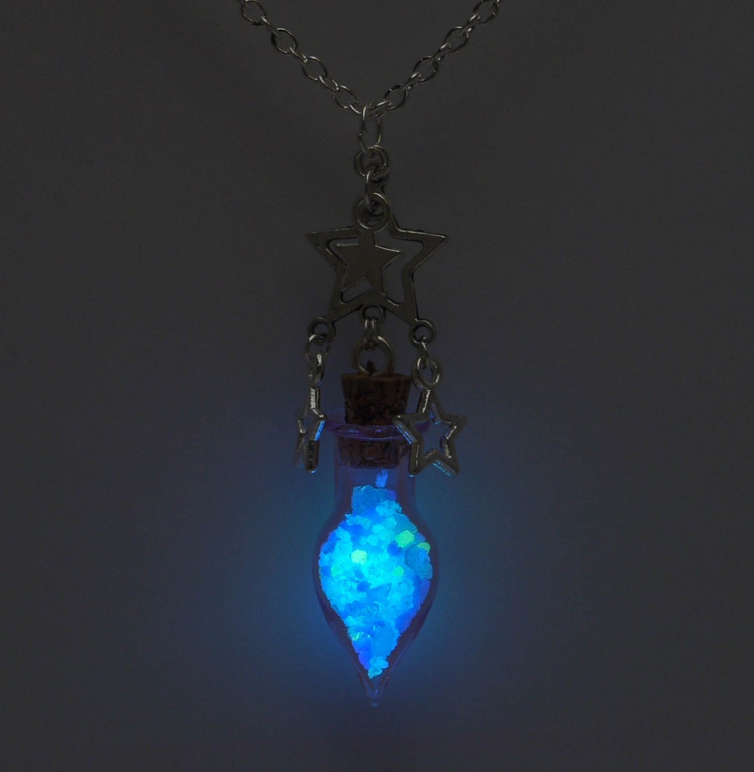 Vial of Starlight Necklace - Silver Star Necklace - Glowing Stardust ...