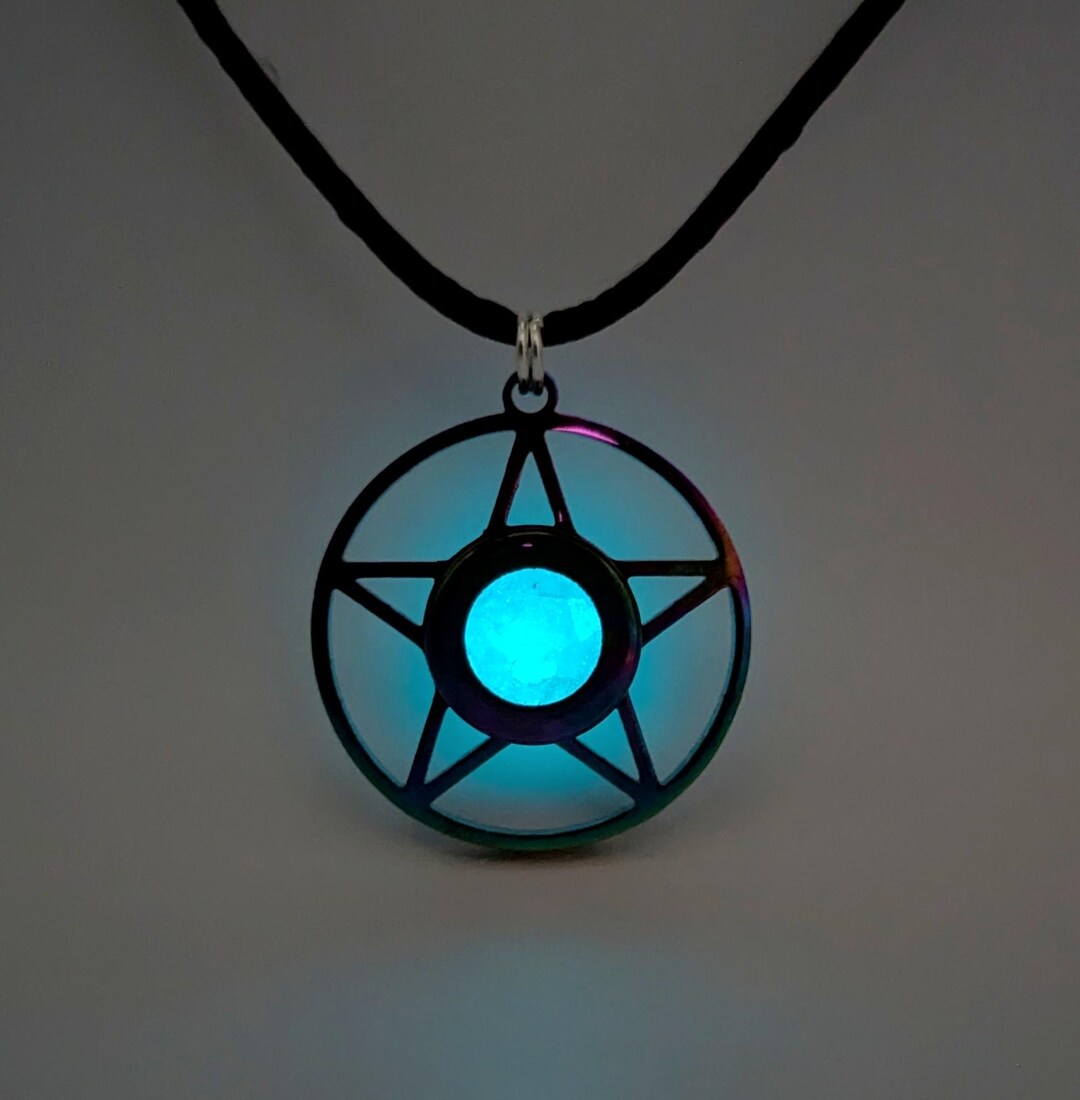 Rainbow Aqua Glow Pentagram Necklace - Cute Goth Necklace - Pentacle ...