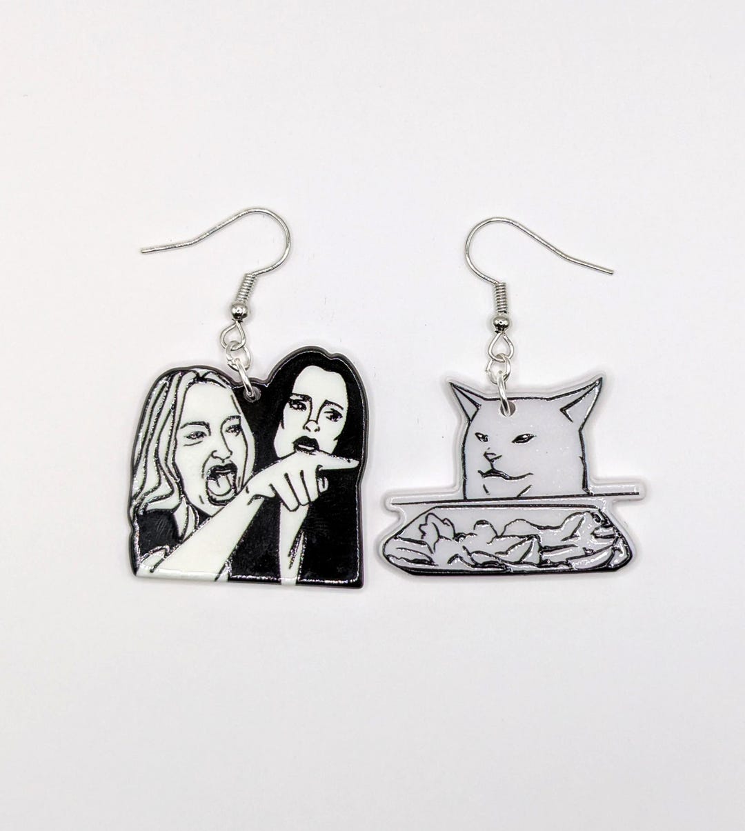 Woman Yelling at Cat Meme Earrings - Novelty Funny Cat Jewellery - Pop ...