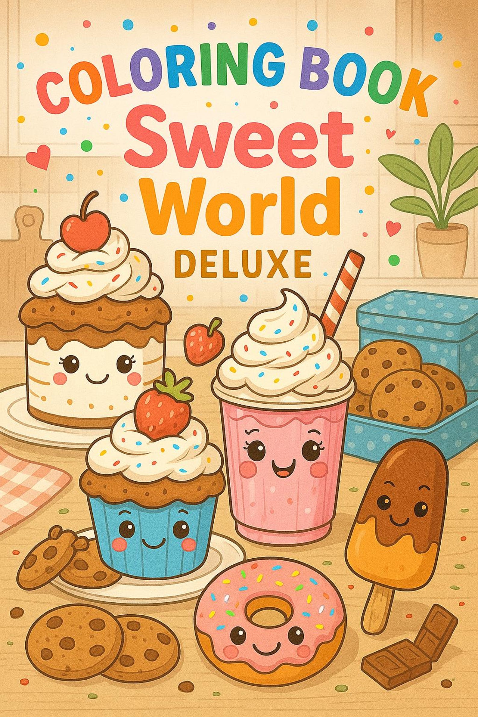 Sweet World Deluxe – Printable Coloring Book for Kids | Kawaii Dessert ...