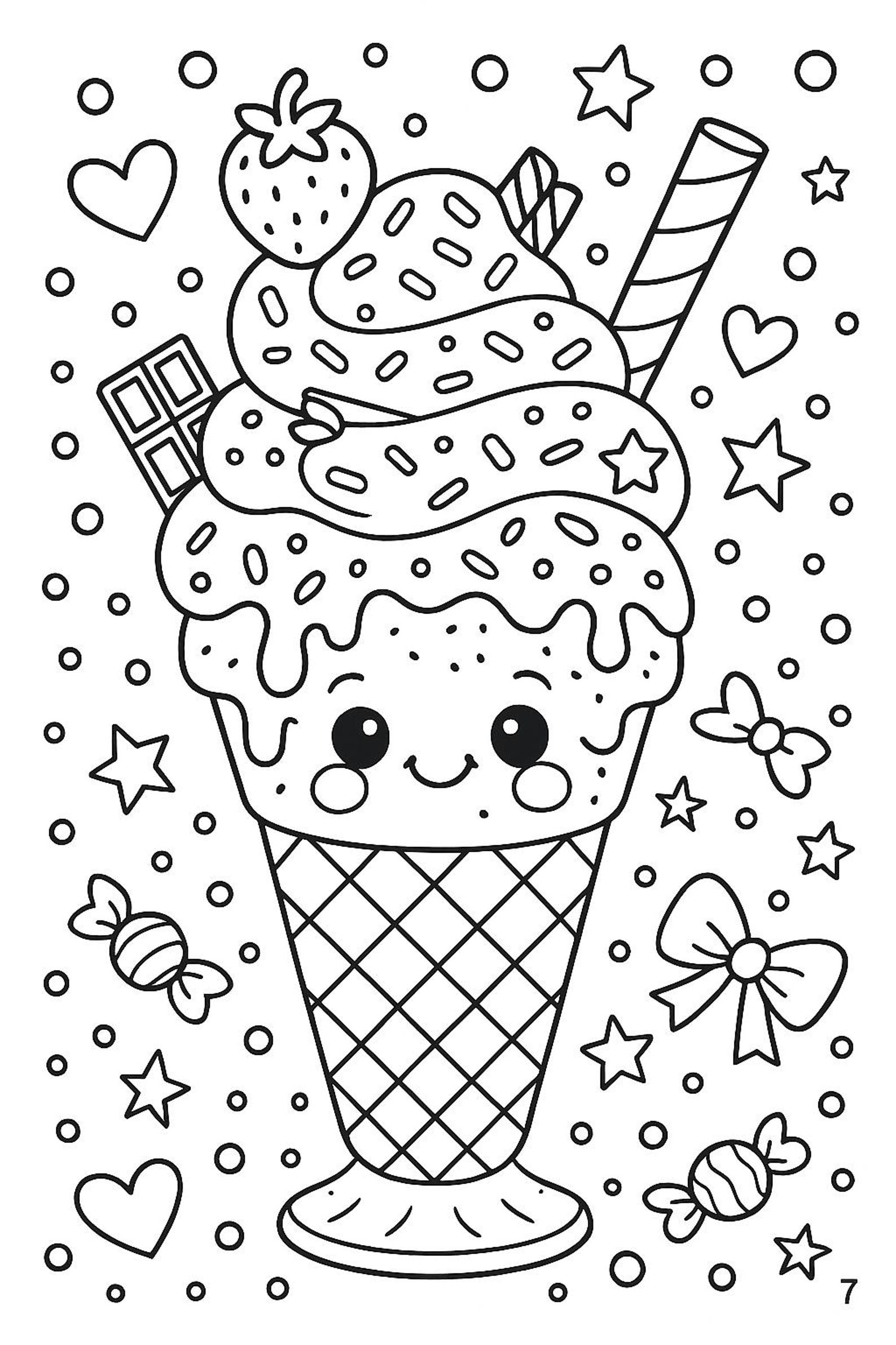 Sweet World Deluxe – Printable Coloring Book for Kids | Kawaii Dessert ...