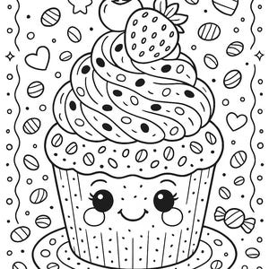 Sweet World Deluxe – Printable Coloring Book for Kids | Kawaii Dessert ...