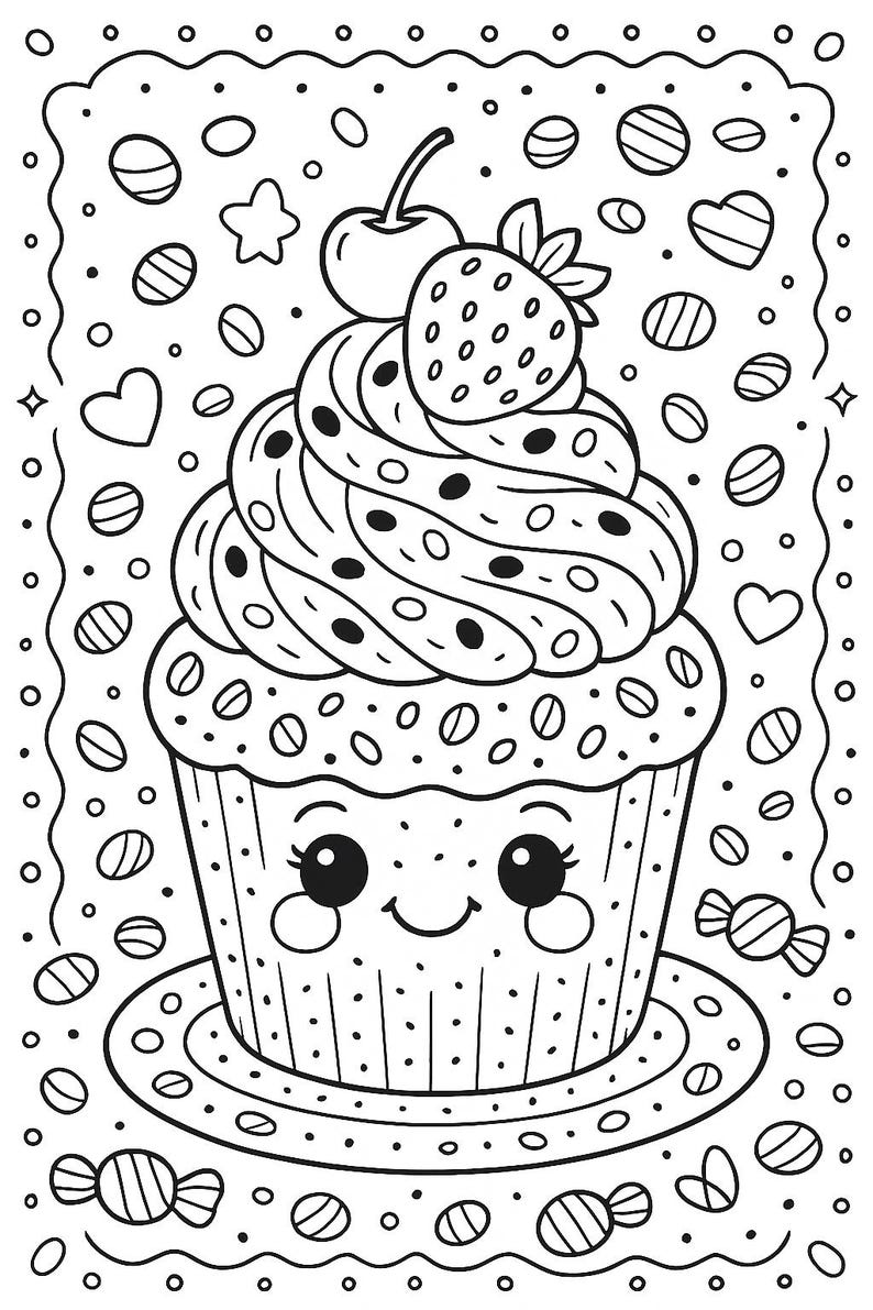 Sweet World Deluxe – Printable Coloring Book for Kids | Kawaii Dessert ...