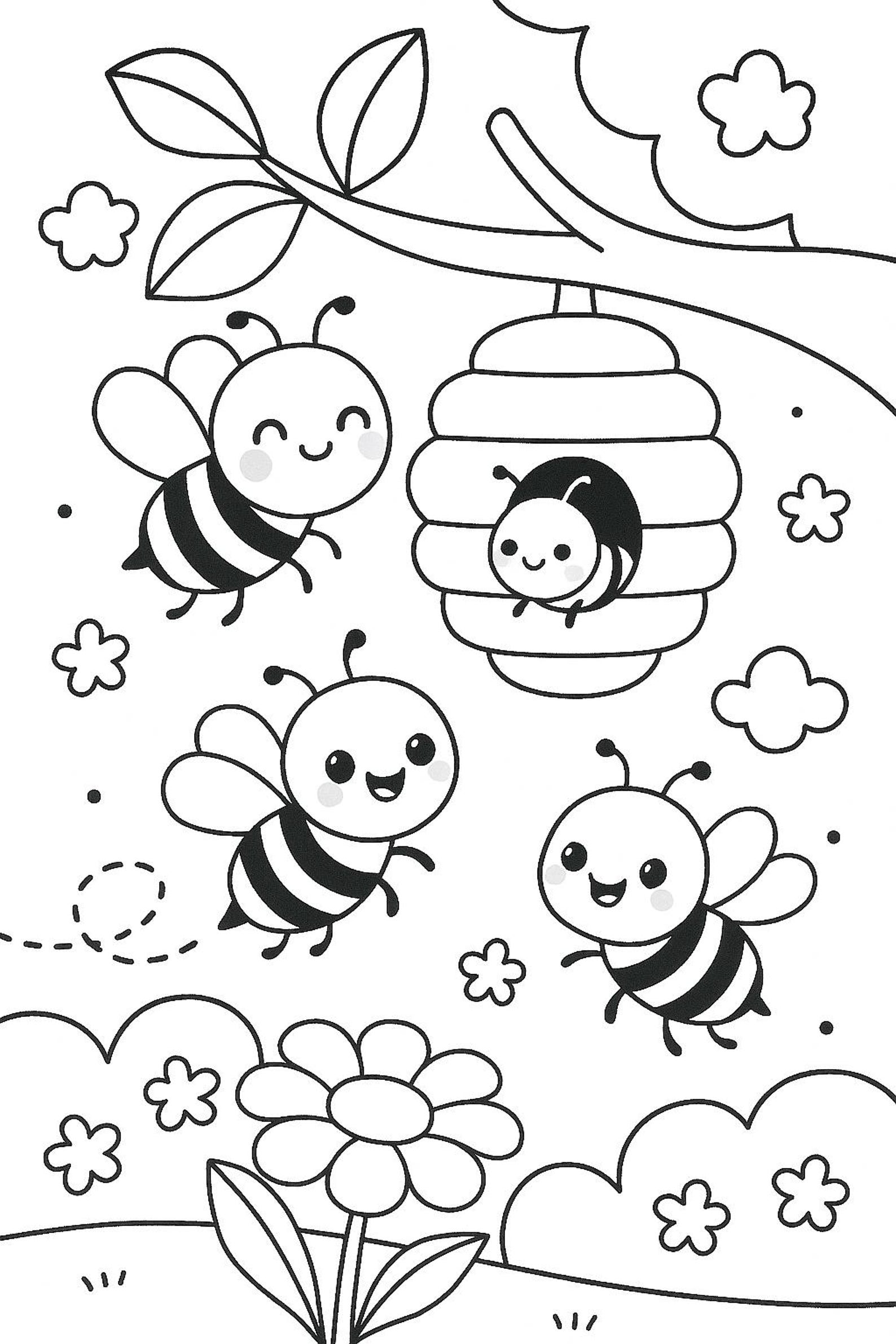 Bee Coloring Book for Kids | Printable Cute Bee Coloring Pages ...