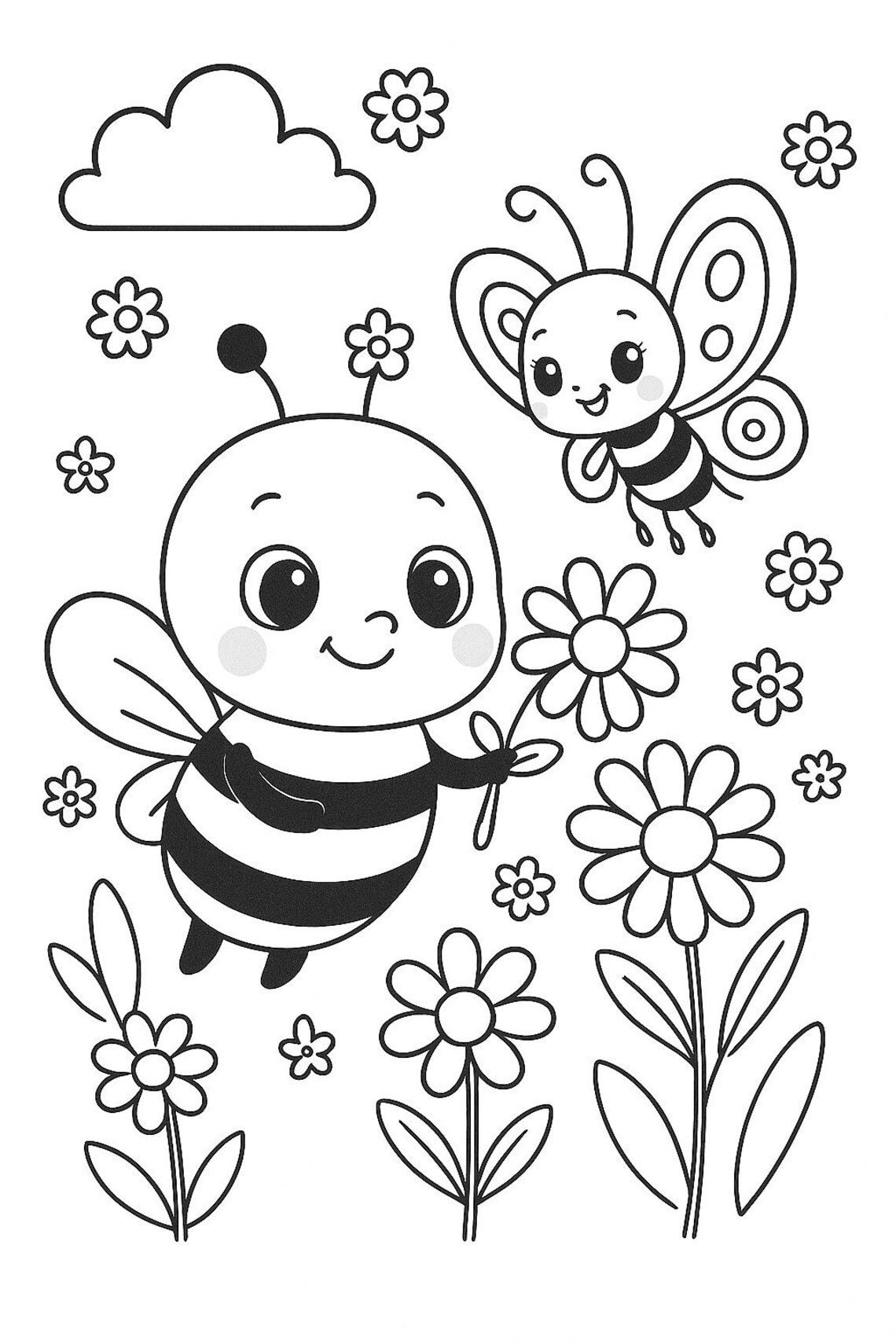 Bee Coloring Book for Kids | Printable Cute Bee Coloring Pages ...
