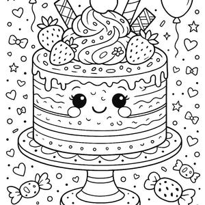 Sweet World Deluxe – Printable Coloring Book for Kids | Kawaii Dessert ...