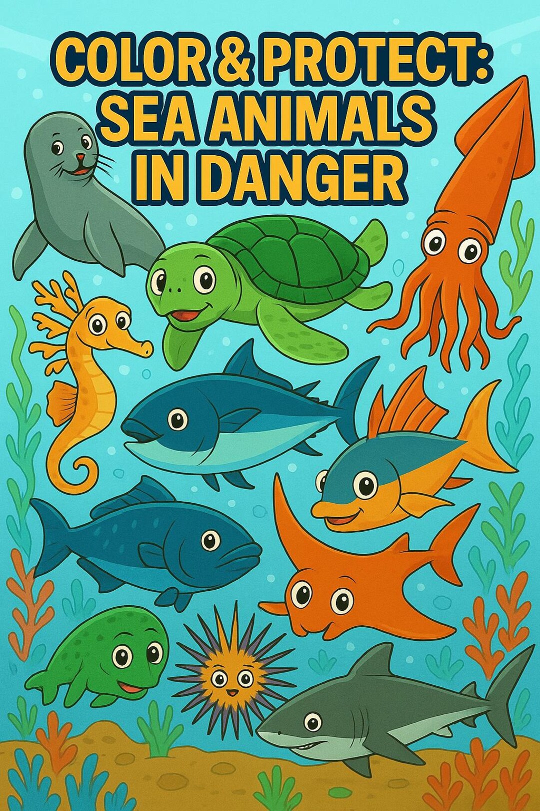 Color and Protect: Sea Animals in Danger – Educational Kids Coloring ...