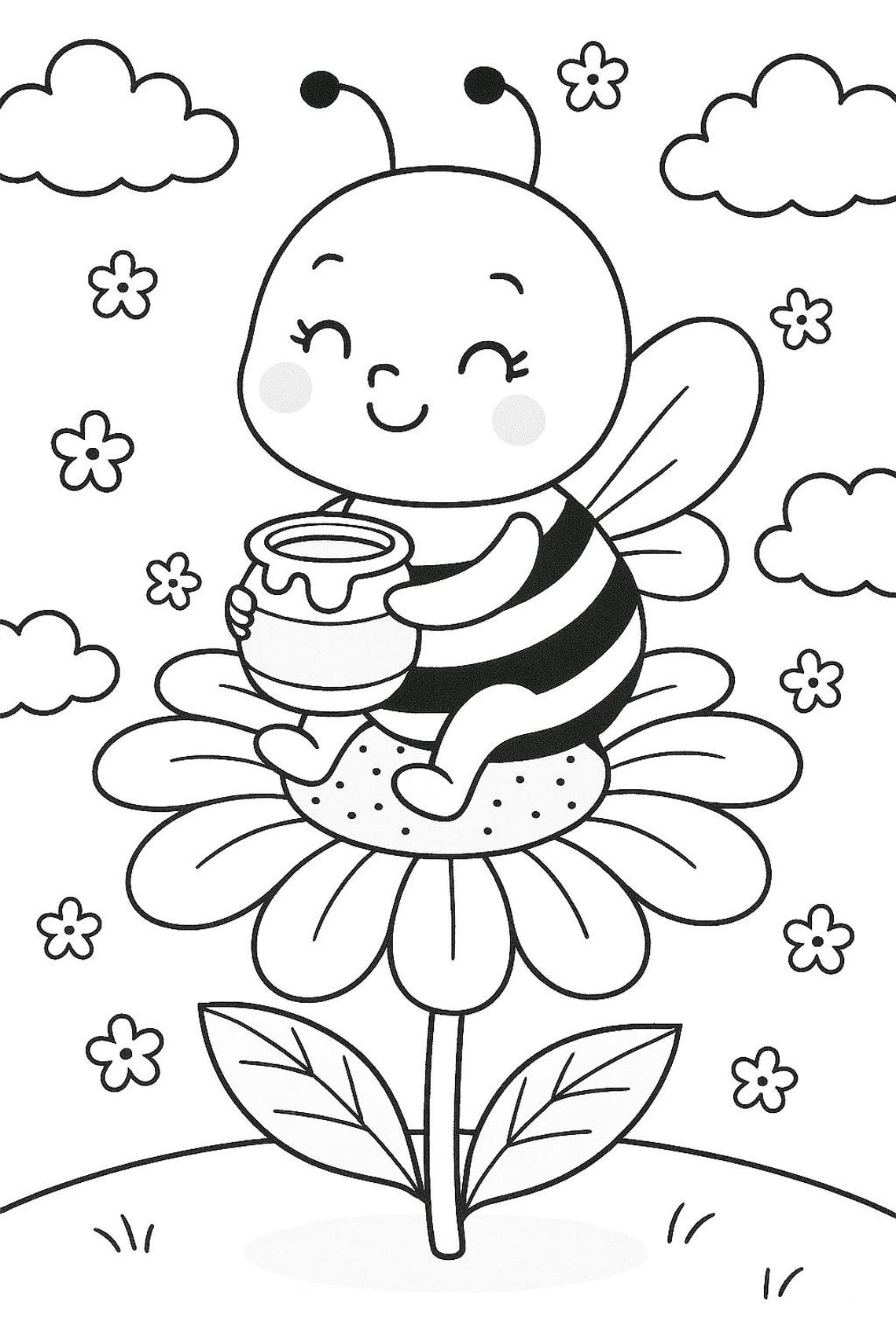 Bee Coloring Book for Kids | Printable Cute Bee Coloring Pages ...