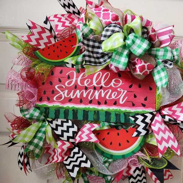 Mesh Watermelon Wreath Etsy
