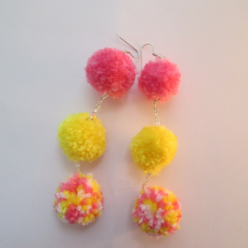 Pom Pom Earrings - Etsy