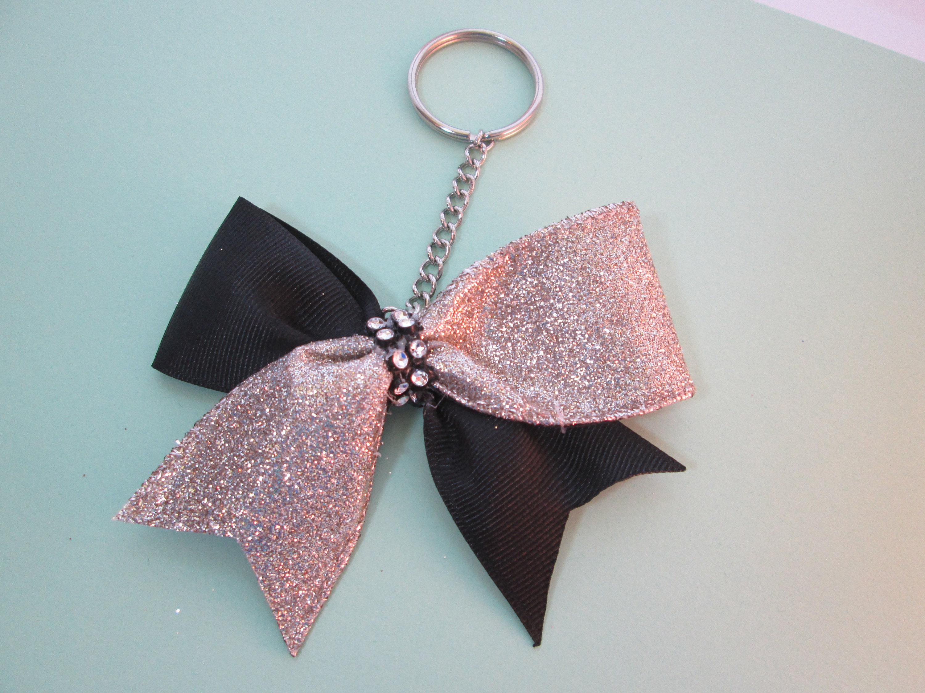 Cheer Bow Keychain Black and Silver Cheer Bow Keychain for - Etsy